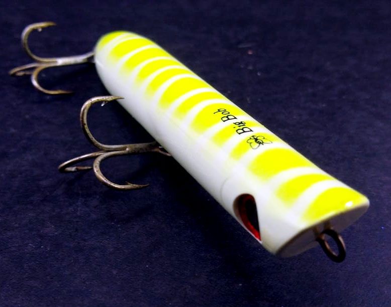 Isca Big Bob Popper Borboleta branca costas verde fluor - Familia Muda